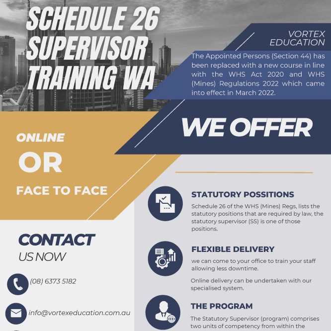 Statutory supervisor course Perth Schedule 26 Course WHS
